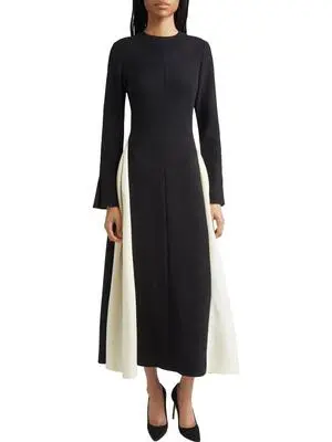 Lela Rose Long Sleeve A-line Dress - Black/cream