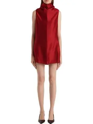 Khaite Daria Funnel Neck Minidress - Crimson