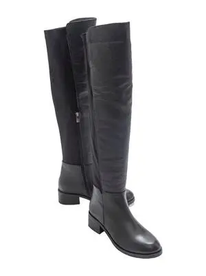 FOREVER & ALWAYS SHOES Leather Knee High Boot - Black Leather