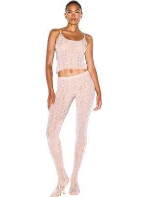 SKIMS Milky Sheer Footed Legging Rose Pastel Snake Print