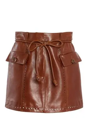 Ulla Johnson Luna Leather Mini Skirt - Brown