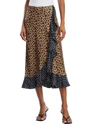 AQUA Aqua X Angelica Hicks Leopard Print Midi Skirt