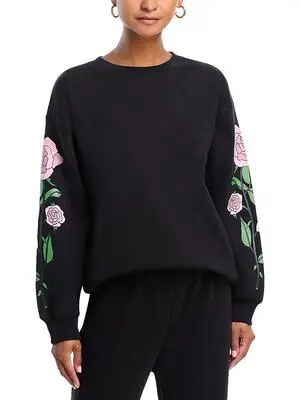 Aqua Rose Graphic Sweatshirt - Black