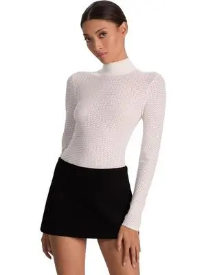 Alice + Olivia Lanie Pointelle Pullover - White