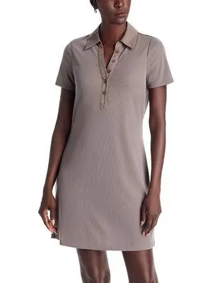 SINGLE THREAD Ribbed Knit Dress With Woven Placket - Castlerock