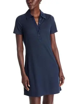 SINGLE THREAD Ribbed Knit Dress With Woven Placket - Navy