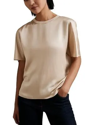 REISS Lena Silk Top - Champagne