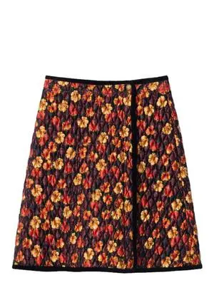 Burberry Geranium Leaf Quilted Nylon A-line Skirt - Poppy Red