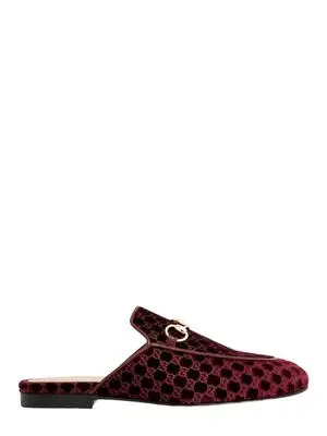 GUCCI Horsebit GG Pattern Velvet Mules