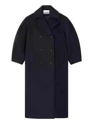 GANNI Balloon-sleeved Double-breasted Coat - Blue