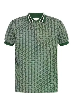 Lacoste Monogram-jacquard Polo Shirt - Green