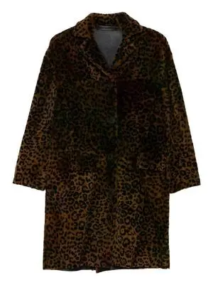 SALVATORE SANTORO Leopard-print Buttoned Coat - Brown