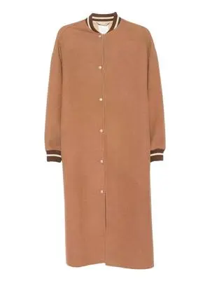Eleventy Wool Coat With Ribbed Cuffs - Brown