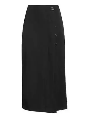 Giorgio Armani Midi Flared Virgin Wool Skirt - Black