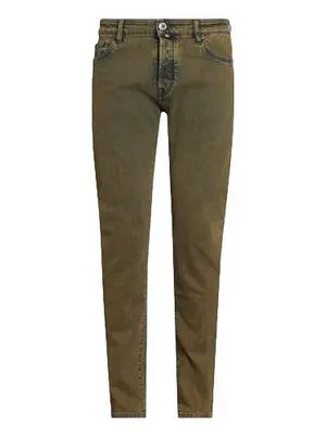 MOORER Tapered Jeans With Leather Trims - Green