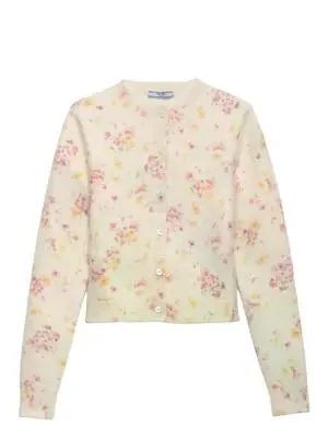 Prada Floral-pattern Cardigan - Neutrals