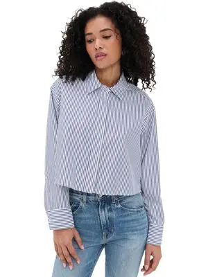 A.L.C. Maude Striped Poplin Top - White/navy