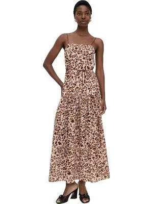 KIVARI Paris Strappy Leopard Print Maxi Dress - Brown