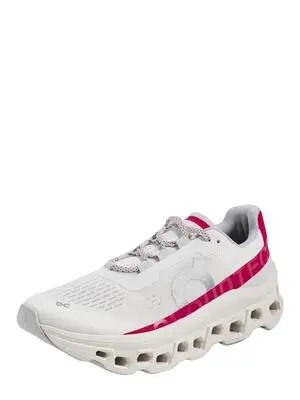 On Cloudmonster Lace-Up Sneakers Ivory/grenadine