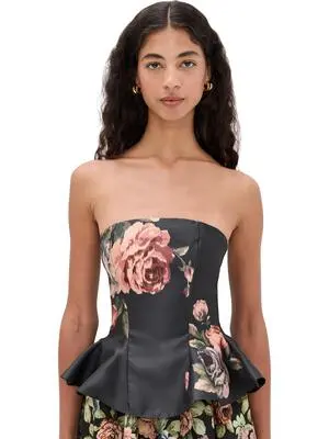MARQUES' ALMEIDA Strapless Floral Top - Black