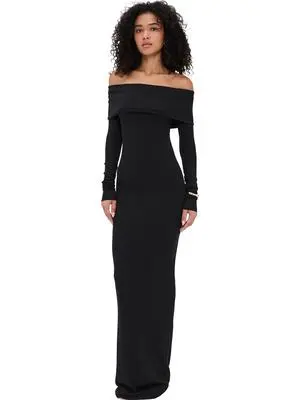 ETERNE Long Sleeve Off Shoulder Maxi Dress