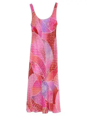 Rixo Patchwork Halter Neck Midi Dress - Pink