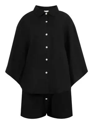 DEIJI STUDIOS Button-front Shirt And Shorts Set - Black