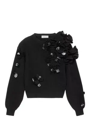 Blumarine Flower-embellished Sweater - Black