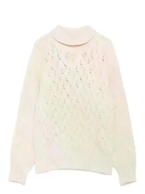 Eleventy Cable Knit Turtleneck Sweater - Neutrals