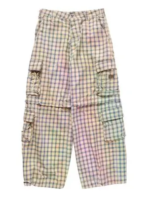 ERL Plaid Cargo Track Pants - Neutrals