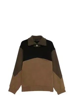Emporio Armani Colour-block Zip-up Sweatshirt - Brown