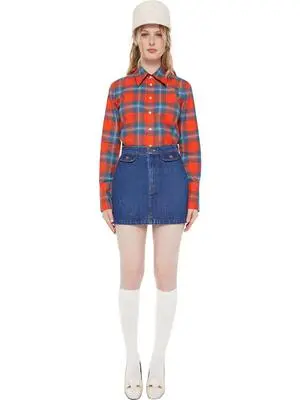 MOTHER Chloe Fineman X The Jetset Cabin Fever Mini Skirt - Blue