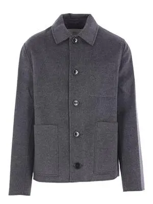 Ami Wool And Cashmere Felt Overshirt - Grey