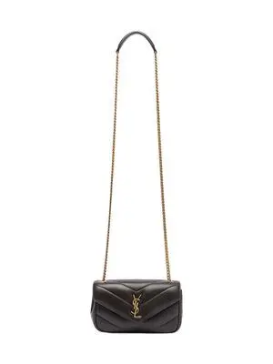 Saint Laurent Loulou Mini Leather Shoulder Bag - Grey