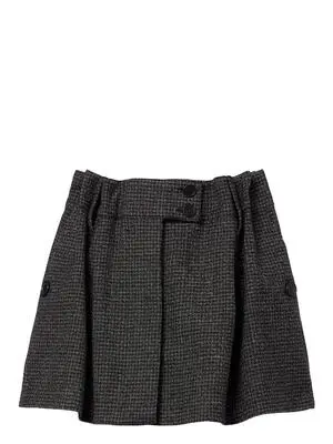 Prada Herringbone Virgin Wool Miniskirt - Black