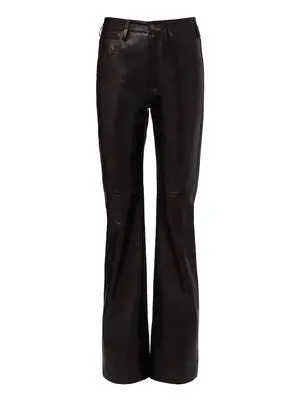 NILI LOTAN Leather Bootcut Pants - Black