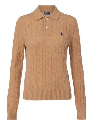 Polo Ralph Lauren Cable-knit Wool And Cashmere Polo Sweater - Beige