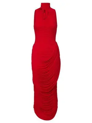MAGDA BUTRYM Floral-Appliqué Draped Gown