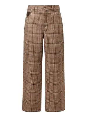 LOEWE Checked Wool Tweed Barrel-Leg Pants