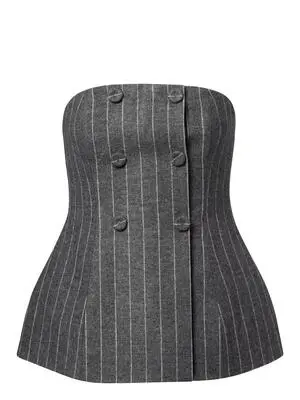 Carolina Herrera Double-breasted Striped Top - Grey