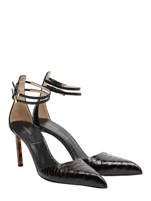 TOM FORD 90 Snake-effect Leather Pumps - Brown