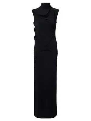 Jean Paul Gaultier Draped Jersey Maxi Dress - Black