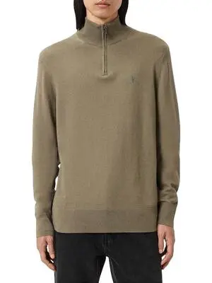 ALLSAINTS Kilburn Wool-blend Quarter-zip Sweater - Dusky Green