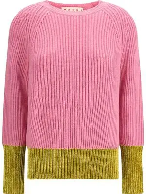 Marni Color-blocked Wool-blend Sweater - Pink
