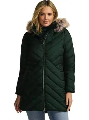 LANDS' END Fleece-Lined Winter Coat Deep Evergreen