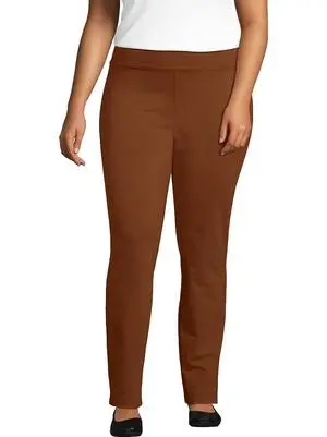 LANDS' END Starfish Mid Rise Slim Leg Pants Rich Ginger Brown