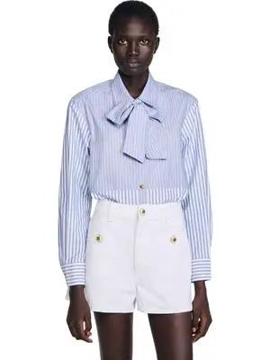 Sandro Striped Shirt With Removable Tie - Blu/white