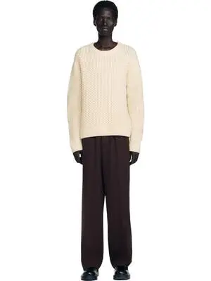 Sandro Honeycomb Stitch Wool Sweater - Off White