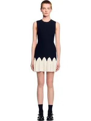 Sandro Two-tone Knit Mini Dress - Black/ecru