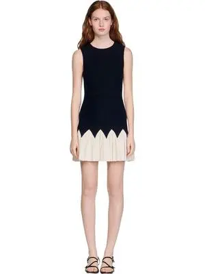 Sandro Two-tone Knit Mini Dress - Black/ecru